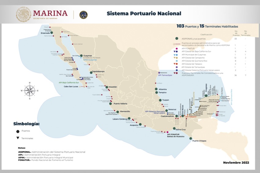 Mapa del Sistema Portuario Nacional – ASIPONA Altamira